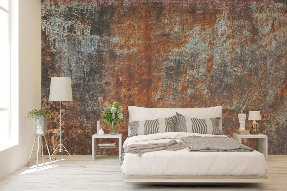 Rusty Metal Wallpaper: Peel and Stick Rust Wall Mural - Etsy