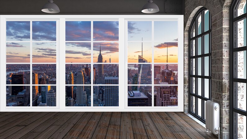 City View Wallpaper, 3D Window View Wall Mural Skyline Removable Self ...