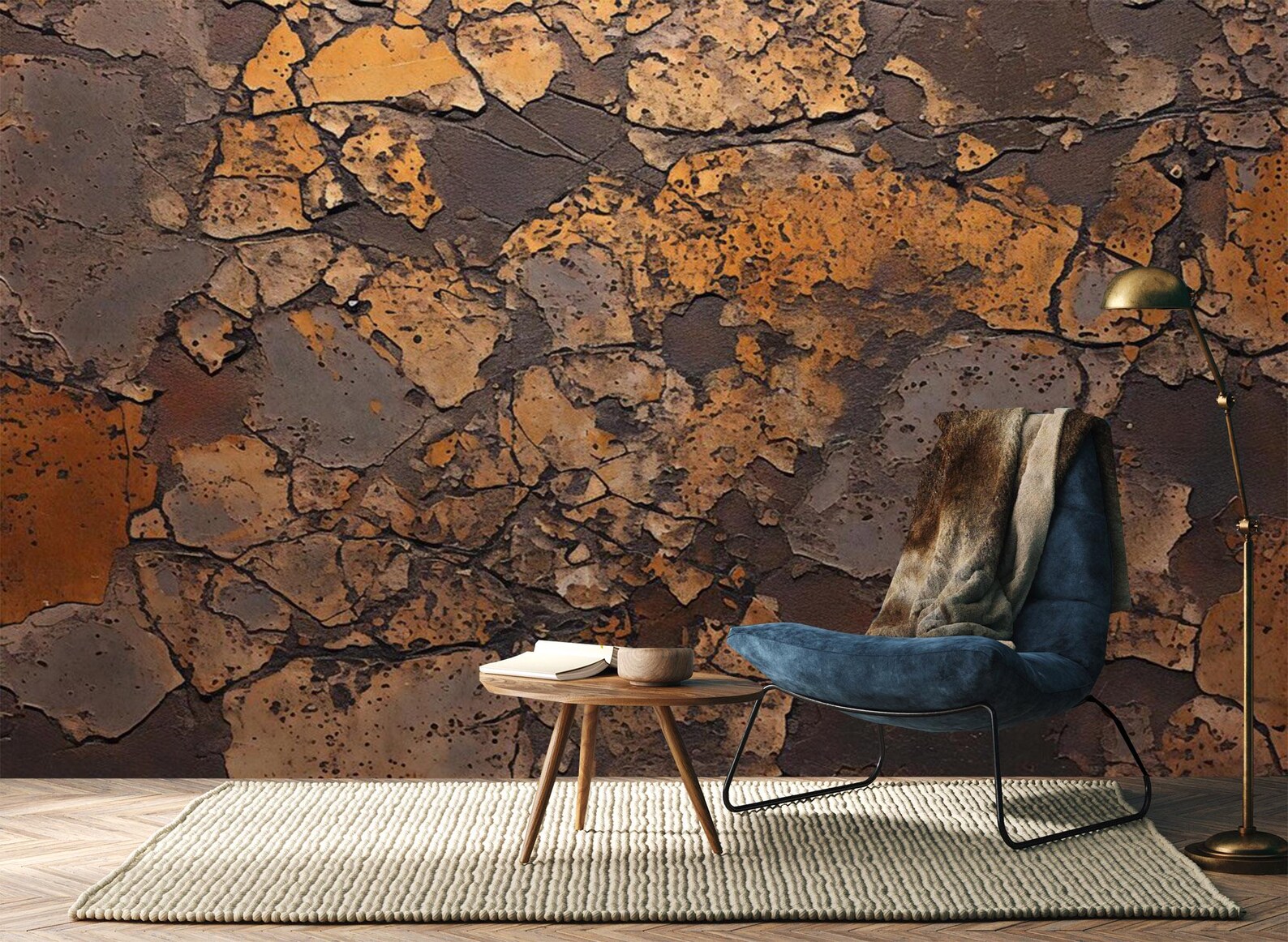 Rusty Copper Metal Wallpaper Peel and Stick Industrial Distress Wall ...