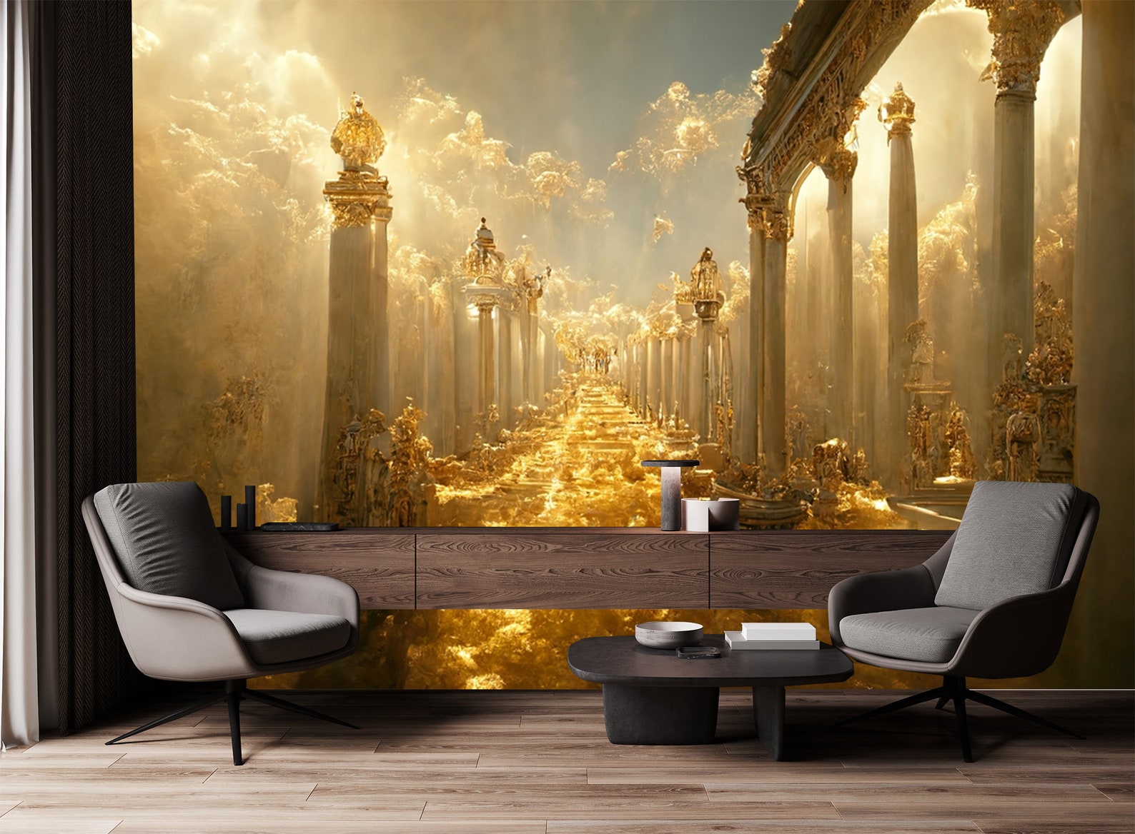 3D Golden Columns in the Palace, Wallpaper Simple Marble Column Murals ...