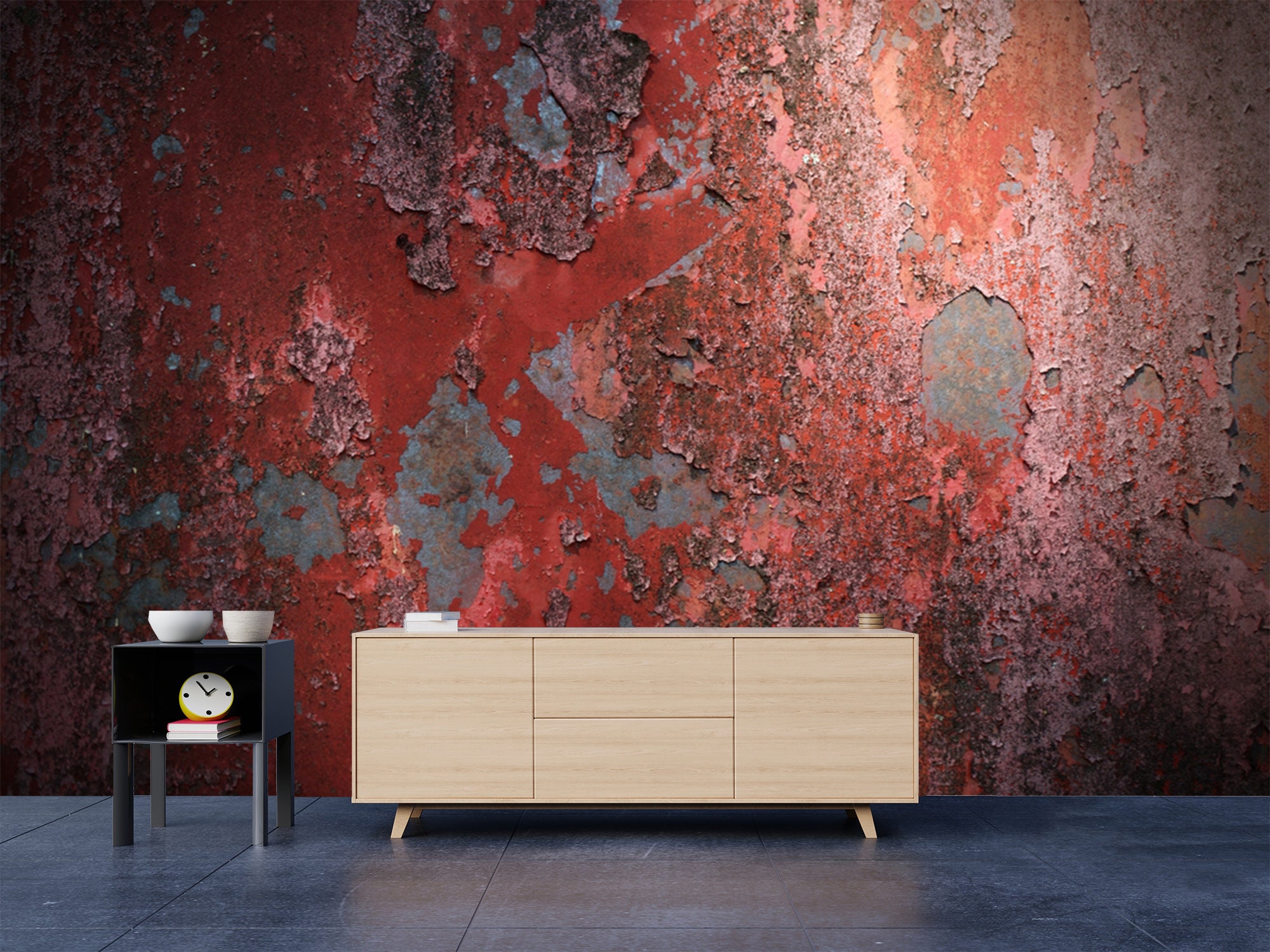Red Oxide Metal Texture Wallpaper: Peel and Stick Non-woven Mural - Etsy