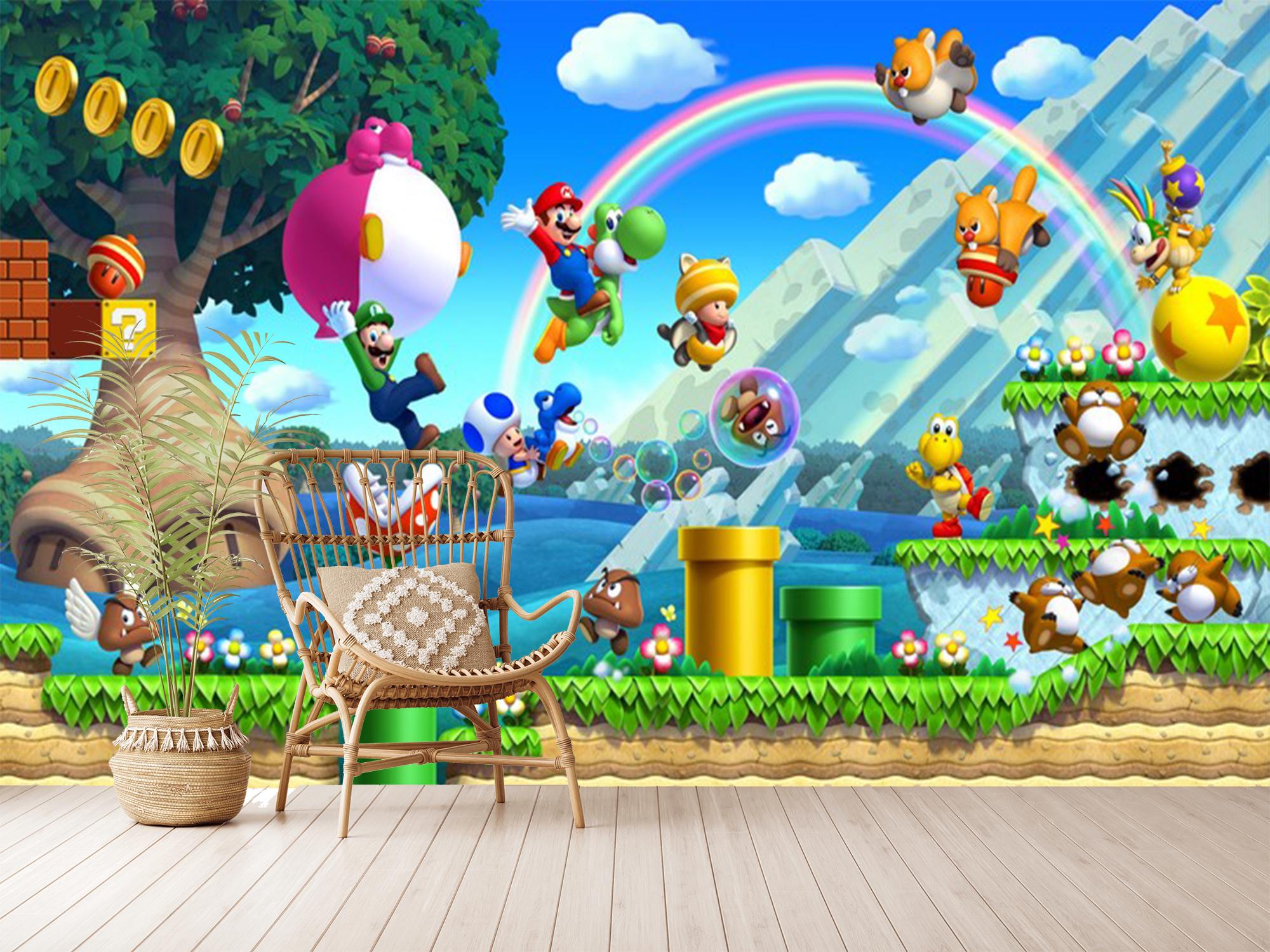 Super Mario Wallpaper: Kids Room Peel and Stick Wall Design - Etsy