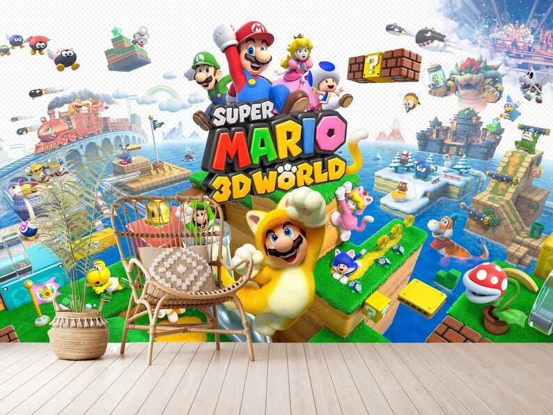 Super Mario Nursery Wallpaper: Peel and Stick Kids Room Decor - Etsy