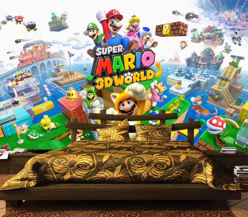 Super Mario Nursery Wallpaper: Peel and Stick Kids Room Decor - Etsy