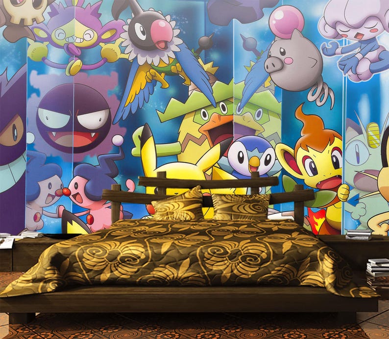 Pokemon Kids Wallpaper, Peel and Stick Nursery Wall Decal - Etsy UK