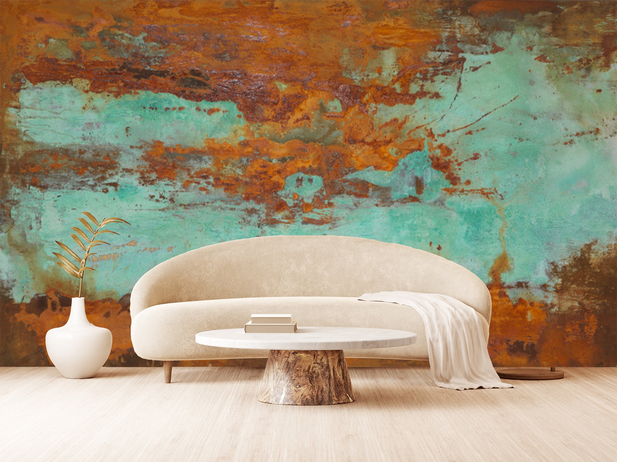 Rust Metal Mural: Textured Industrial Peel and Stick Wallpaper - Etsy
