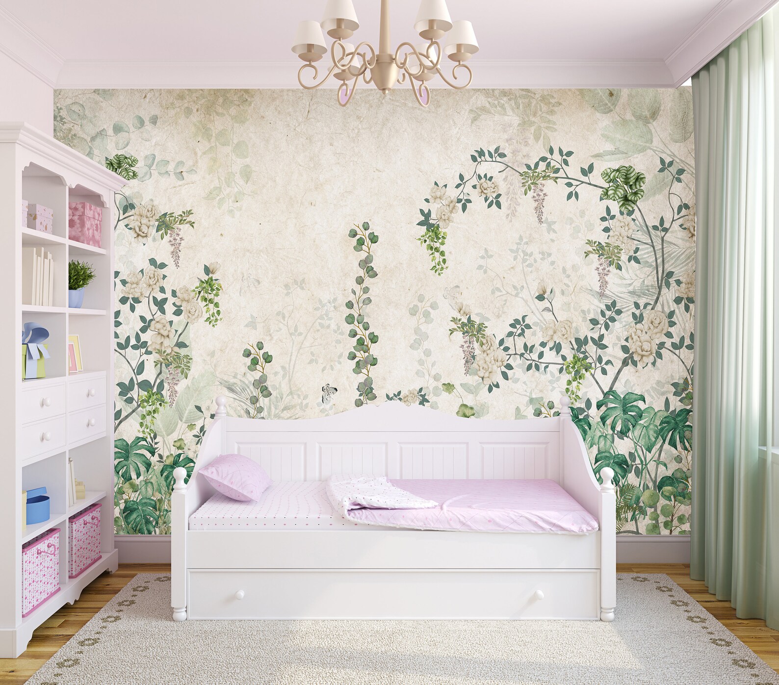 Flowering Ivy Branches Wallpaper, Colorful Chinese Flowers Ivy Art ...