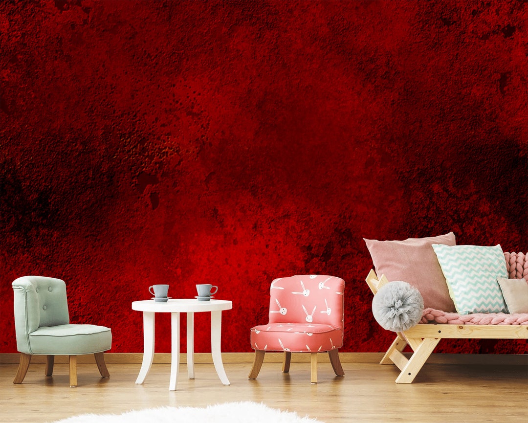 Red Textured Wallpaper,red Grainy Wall Decor,red Copper Wall Art ...