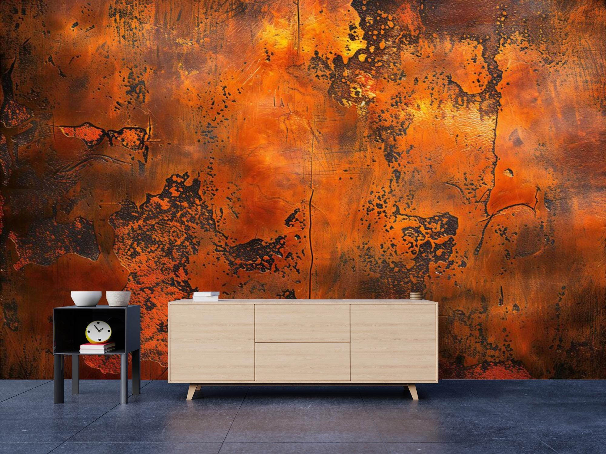 Rusty Copper Metal Wallpaper Peel and Stick Industrial Distress Wall ...
