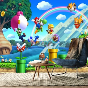 Super Mario Wallpaper: Kids Room Peel and Stick Wall Design - Etsy