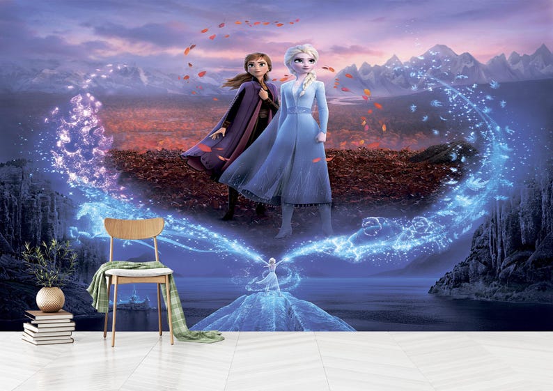 Elsa Frozen Wallpaper,kids Room Peel and Stick Wall Art - Etsy