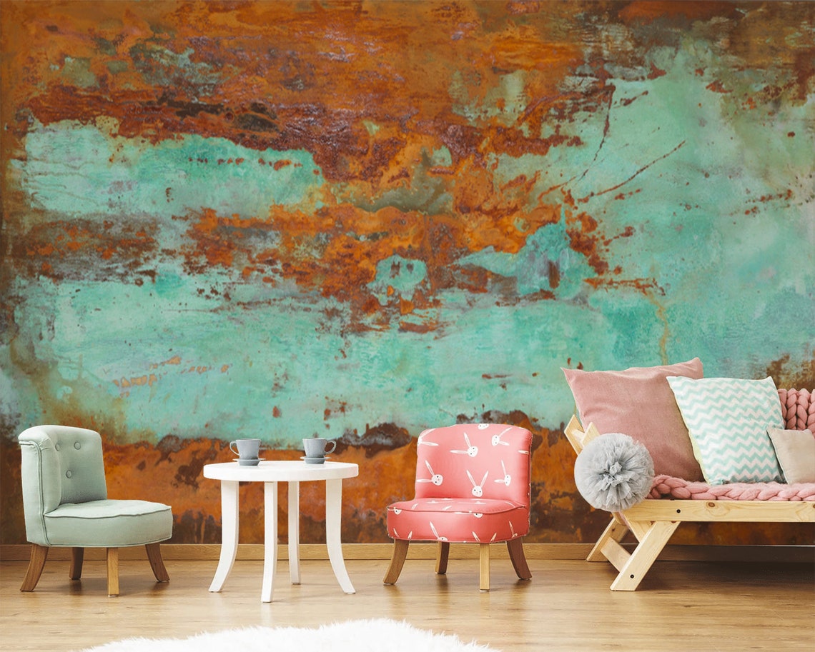 Rust Metal Mural: Textured Industrial Peel and Stick Wallpaper - Etsy