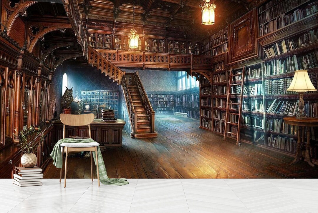 Library Wallpaper Mural: 3D Papercraft Books,peel and Stick - Etsy UK