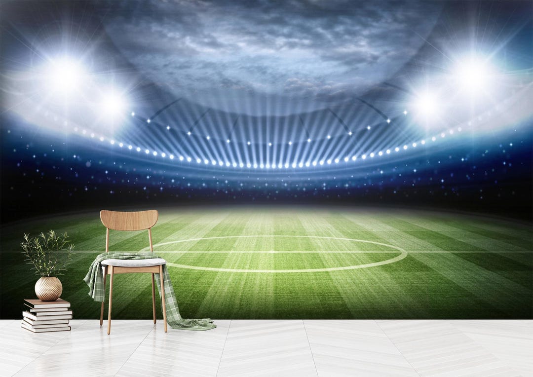 Football Stadium Wall Mural,soccer Field Wallpaper,kids Room Football ...