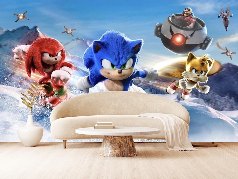 Sonic the Hedgehog Wallpaper: Kids Cartoon Peel and Stick - Etsy