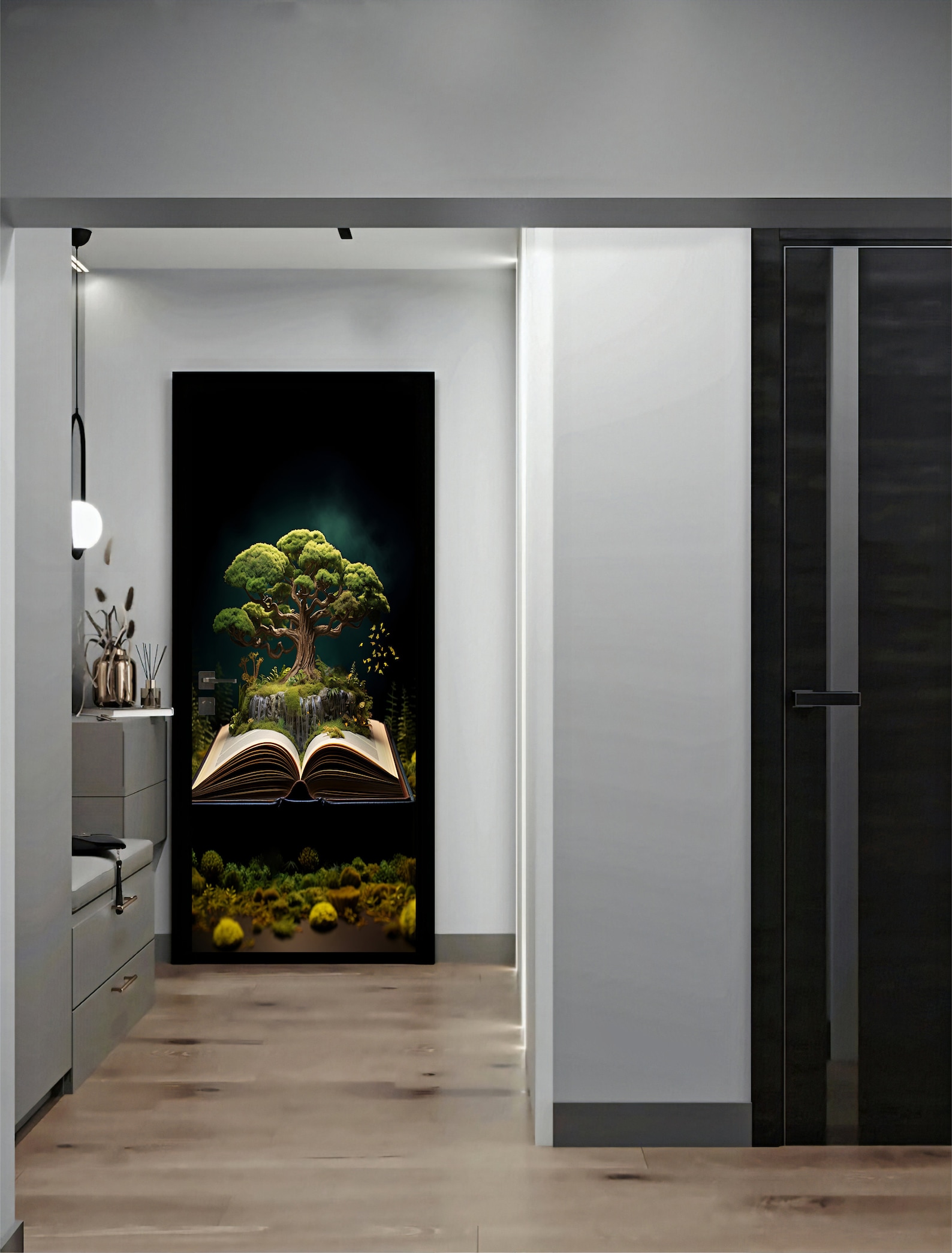 Door Wall Self Adhesive Vinyl Sticker Bookshelf Library Door Wrap With ...