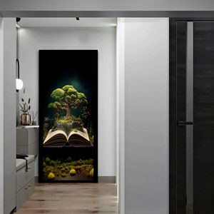 Door Wall Self Adhesive Vinyl Sticker Bookshelf Library Door Wrap With ...