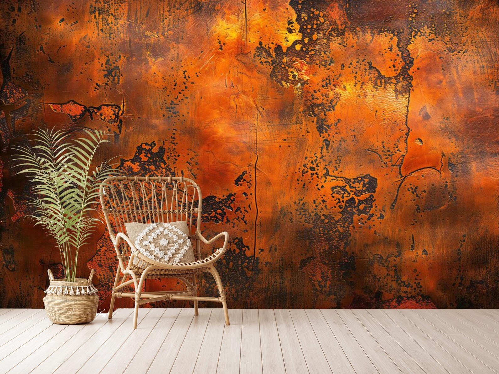Rusty Copper Metal Wallpaper Peel and Stick Industrial Distress Wall ...
