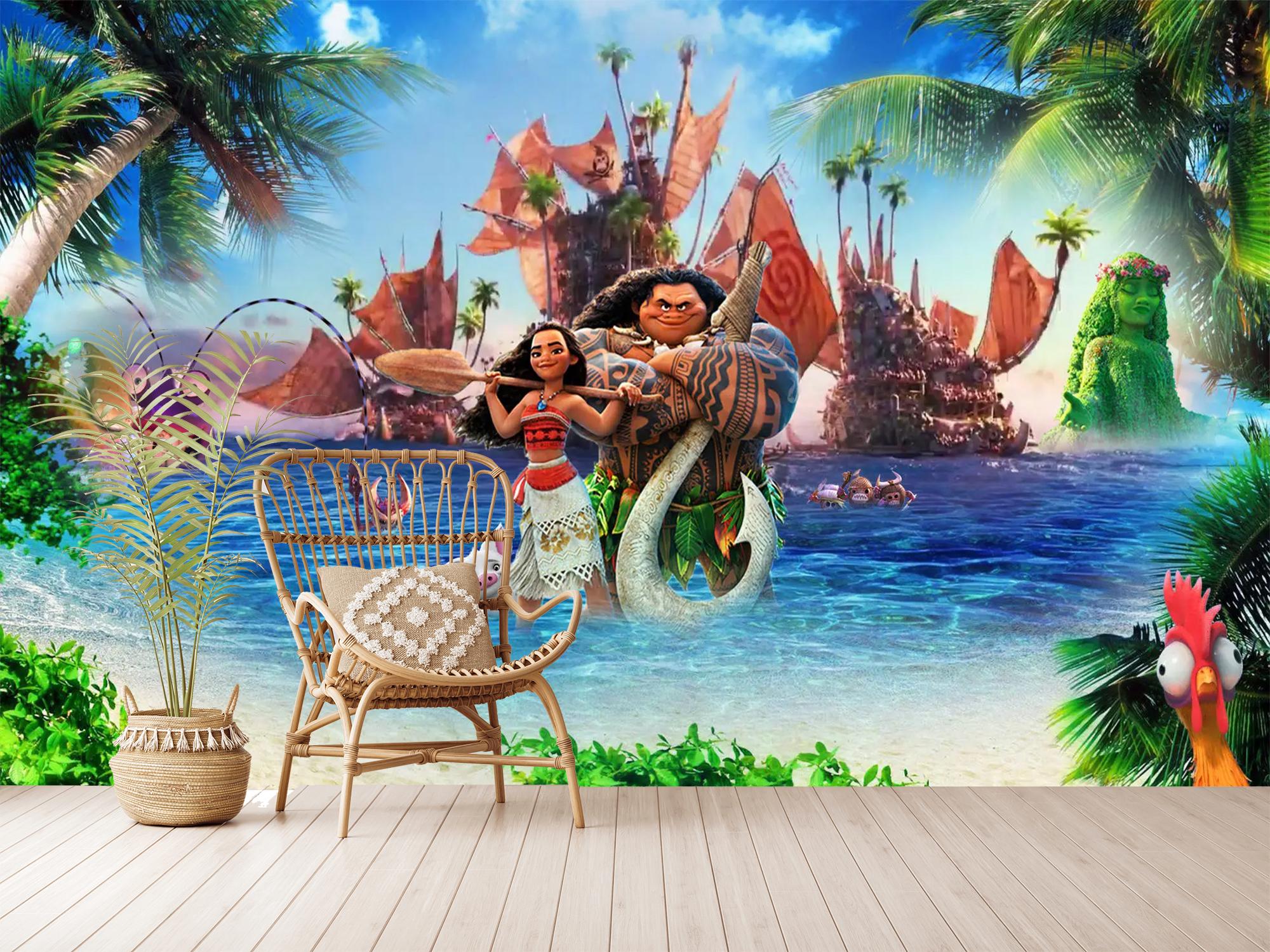 Moana Wallpaper, Moana Cartoon Themed Kids Room Wallpaper, Vaiana ...
