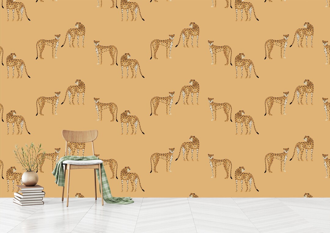Cheetah Wallpaper, Cheetah Design Wall Decor, Safari Wall Design, Self ...