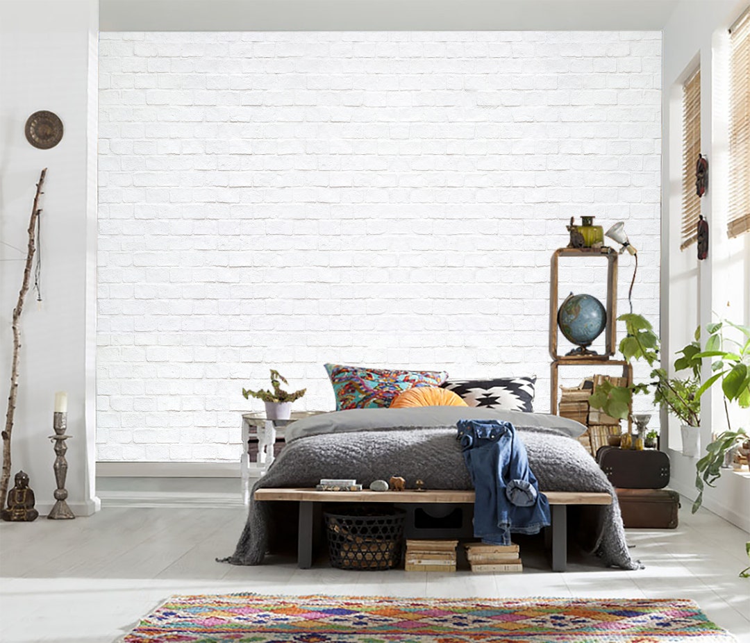 White Brick Wall Decor, Modern Wallpaper, Minimalist Wallpaper, Self ...