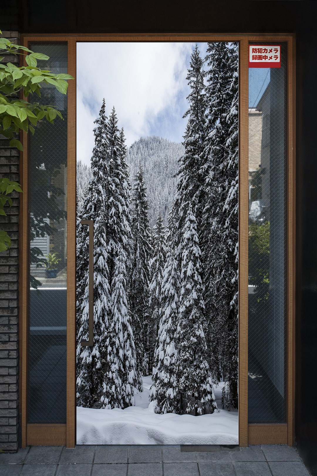 Snowy Forest Door Wallpaper Self Adhesive Vinyl Door Peel and Stick ...