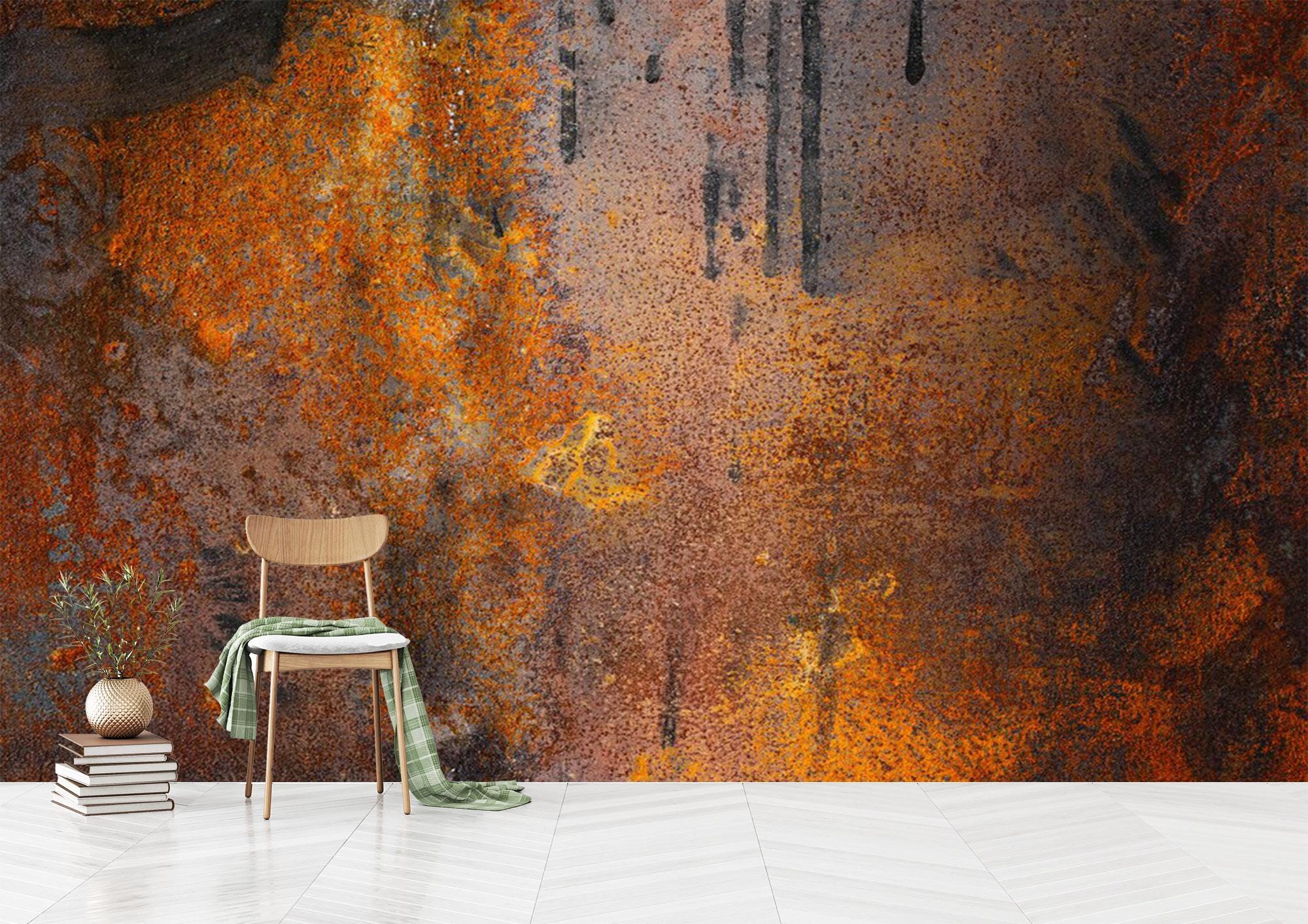 Rusty Metal Wallpaper: Brown Stone Texture Mural, Peel and Stick - Etsy