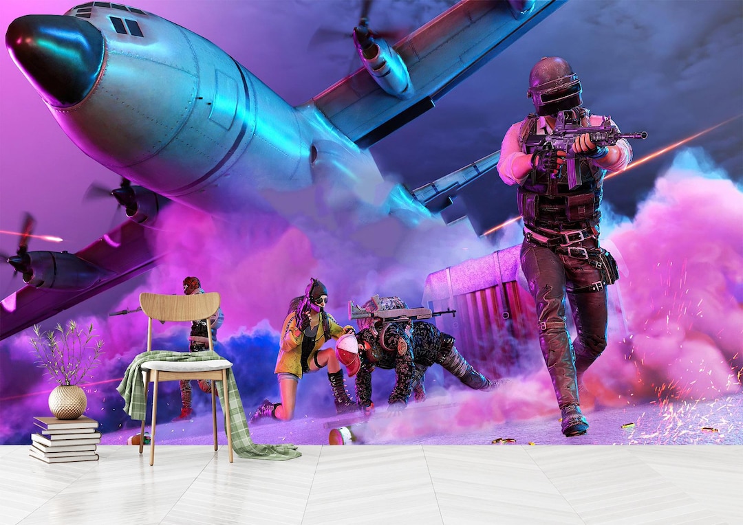 PUBG Wallpaper Peel and Stick,pubg Game Wall Art,game Room Wallpaper ...