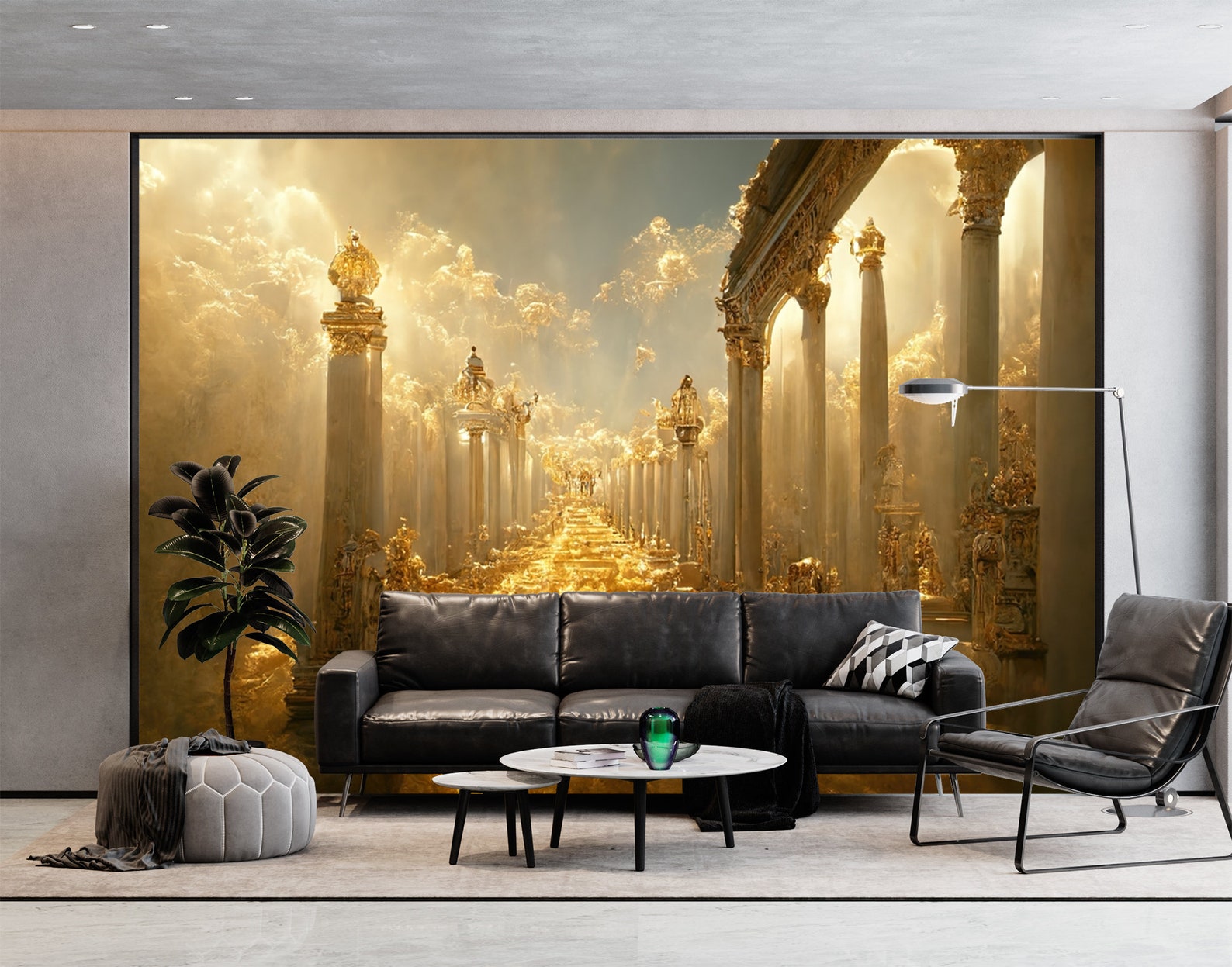 3D Golden Columns in the Palace, Wallpaper Simple Marble Column Murals ...