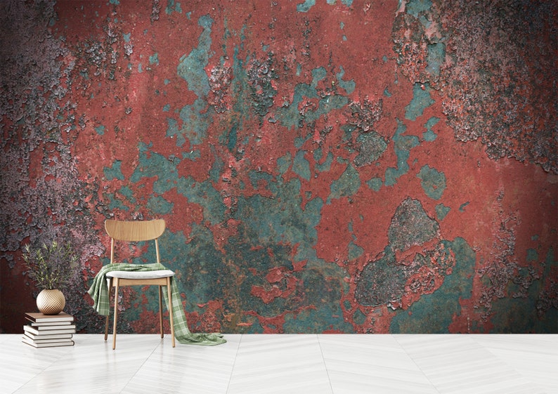Red Oxide Metal Texture Wallpaper: Rusty Peel and Stick Mural - Etsy