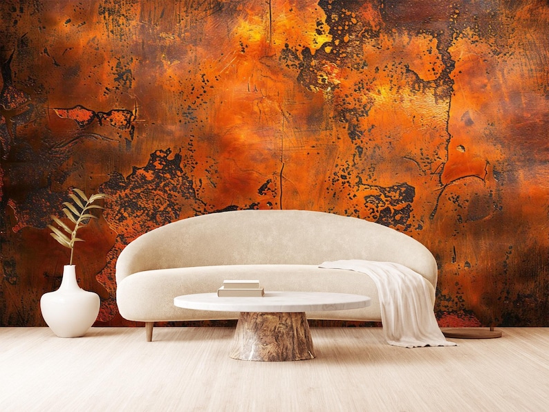 Rusty Copper Metal Wallpaper Peel and Stick Industrial Distress Wall ...