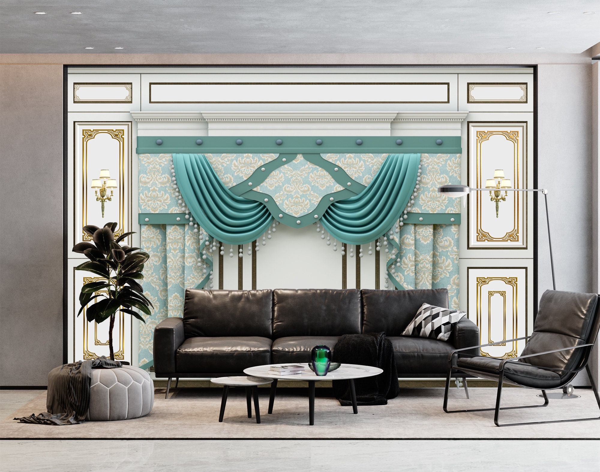 3D Molded Wallpaper. Herringbone Parquet Wallpaper. 3D Representation ...