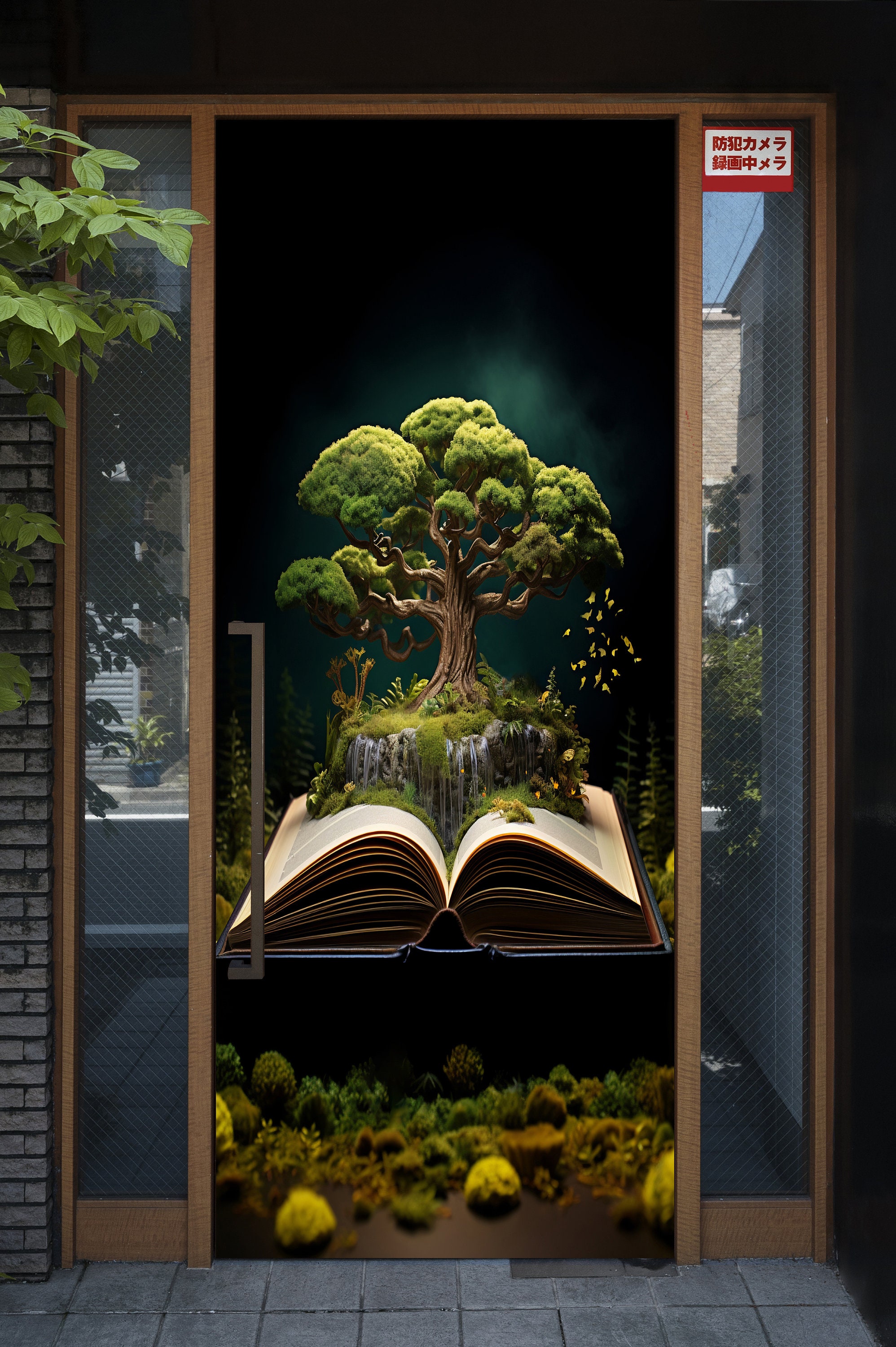 Door Wall Self Adhesive Vinyl Sticker Bookshelf Library Door Wrap With ...