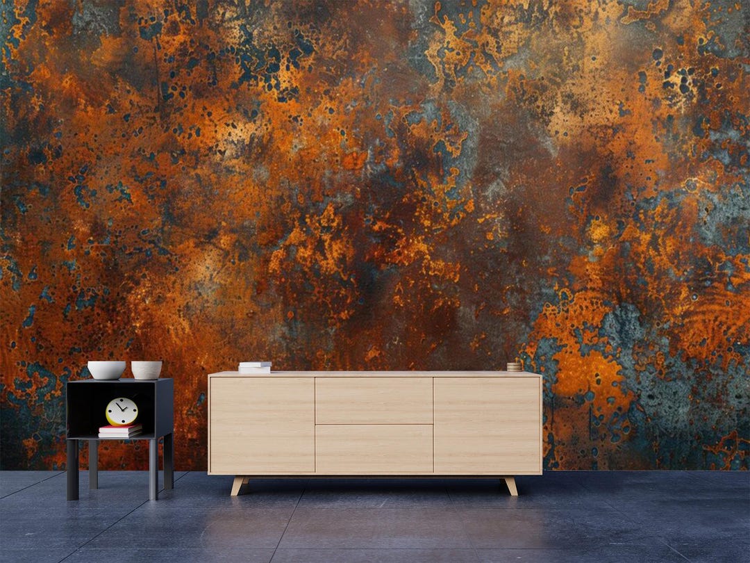 Old Rusty Metal Look Wallpaper Peel and Stick, Dark Copper Wallpaper ...
