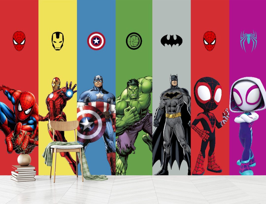 Superhero Wallpaper, Avengers Wall Mural Peel and Stick or Nonwoven - Etsy