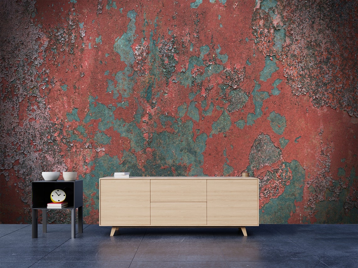 Red Oxide Metal Texture Wallpaper: Rusty Peel and Stick Mural - Etsy