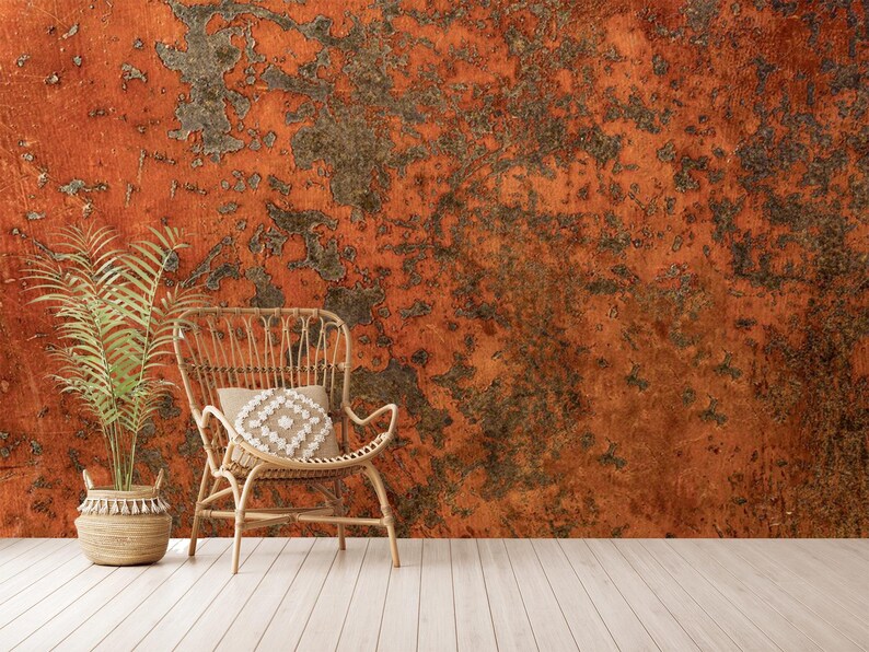 Rusty Copper Metal Wallpaper Peel and Stick,industrial Distress Wall ...