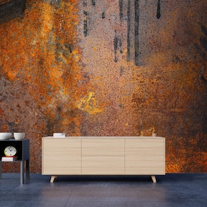 Rusty Metal Wallpaper: Brown Stone Texture Mural, Peel and Stick - Etsy