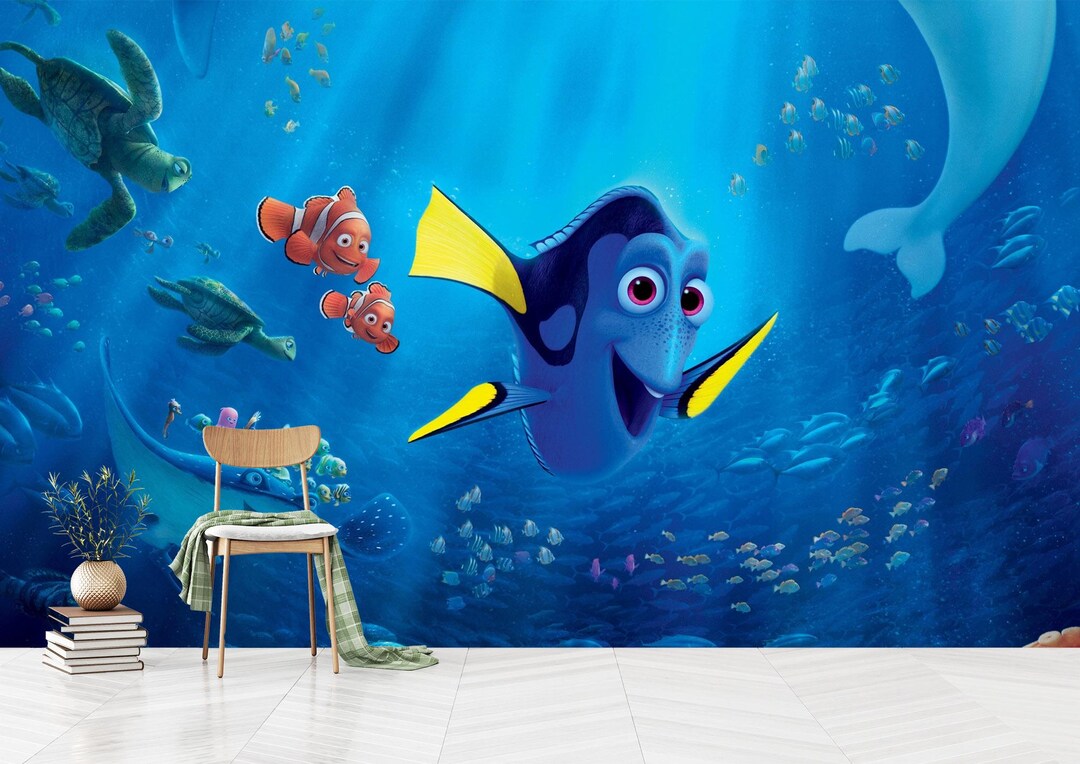 Nemo and Dory Wall Mural,finding Nemo Wallpaper,nursery Decor,children ...