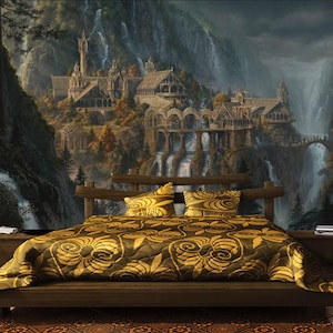 The Lord of the Rings Mural Wallpaper Peel and Stick Kids Room, Fantasy ...