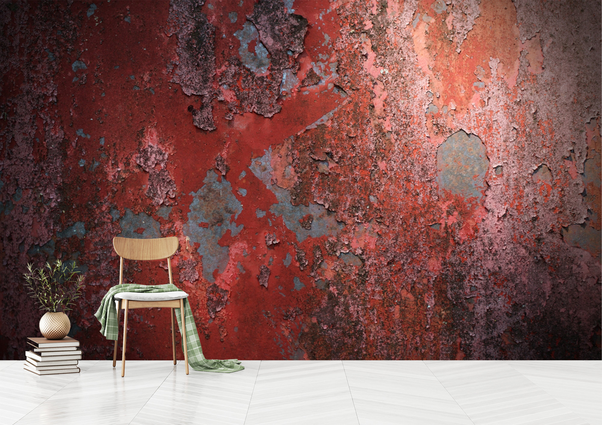 Red Oxide Metal Texture Wallpaper: Peel and Stick Non-woven Mural - Etsy