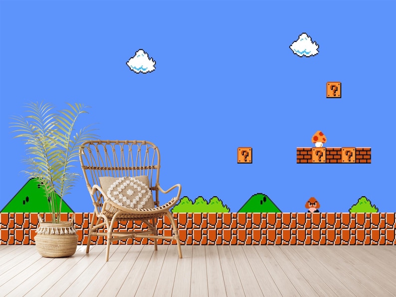 Retro Mario Wallpaper: Gaming Peel and Stick, Non-woven - Etsy