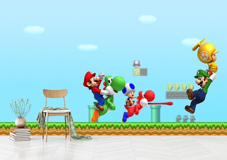 Super Mario Bros. Wallpaper Mural: Kids Room Decor (peel and Stick) - Etsy