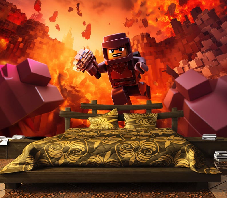 Roblox & Minecraft Gaming Mural, Peel and Stick Wallpaper - Etsy