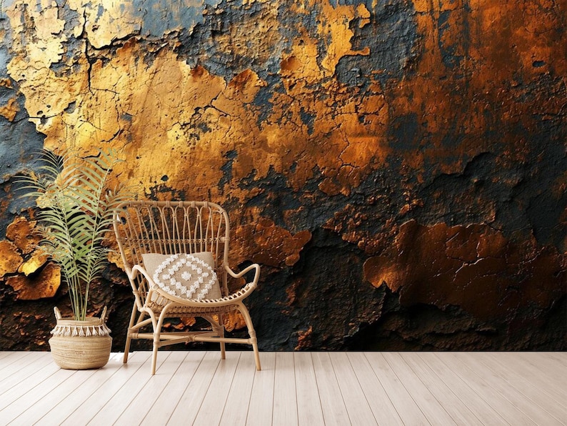 Grunge Texture Mural: Rusty Copper Gold Wallpaper (self-adhesive) - Etsy