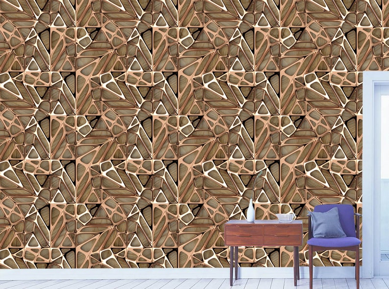 Luxury Wallpaper, Wood and Gold, Big Print Wallpaper, Abstract ...