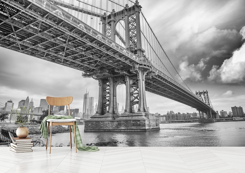 Brooklyn Bridge Wallpaper Peel and Stick,black and White Bridge ...