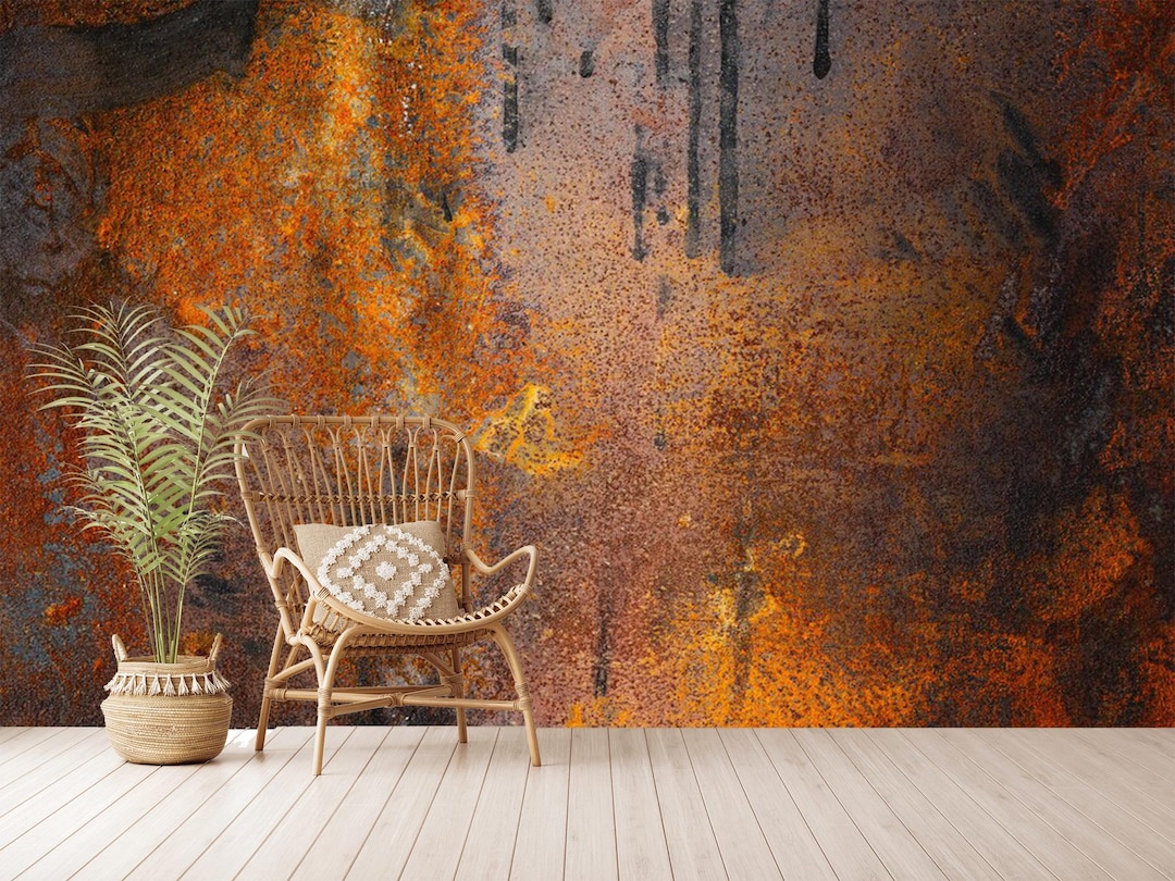 Rusty Metal Wallpaper: Brown Stone Texture Mural, Peel and Stick - Etsy
