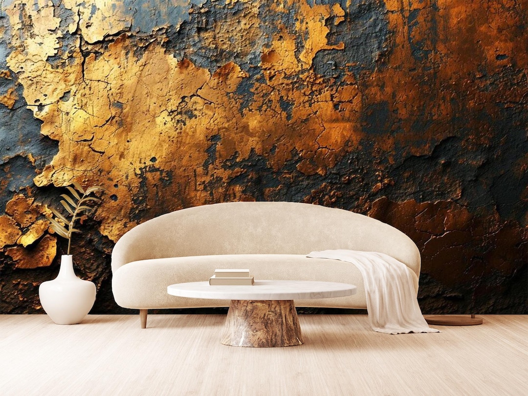 Grunge Texture Mural: Rusty Copper Gold Wallpaper (self-adhesive) - Etsy