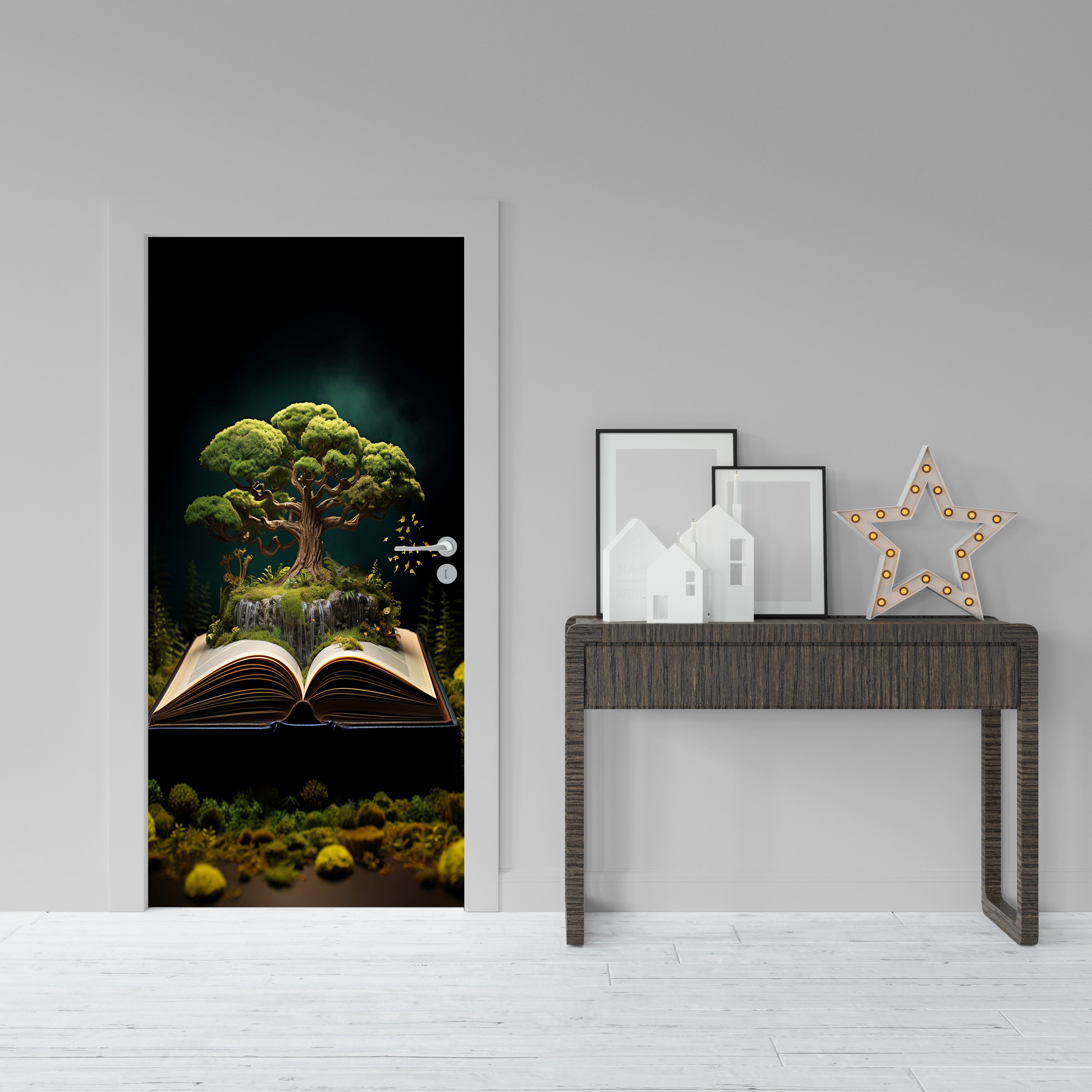 Door Wall Self Adhesive Vinyl Sticker Bookshelf Library Door Wrap With ...